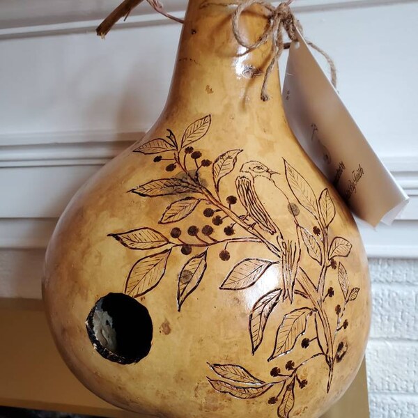 Pyrography Birdhouse Gourd - Etsy
