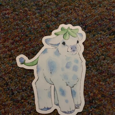 Blueberry Cow Sticker - Etsy