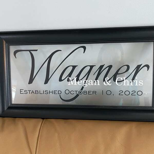 Personalized Glass Family Name Sign With Established Date 11x21 - Etsy