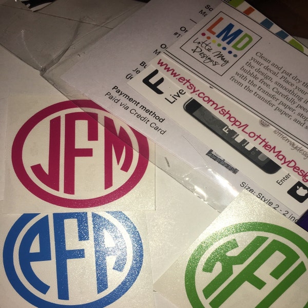 Monogram Decal - Circle Monogram Vinyl Decal - Custom Monogram - Custom ...