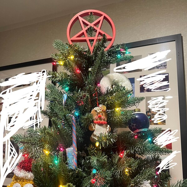 Pentagram Tree Topper Pentacle Reversible • Gothic Holiday Home Decor ...