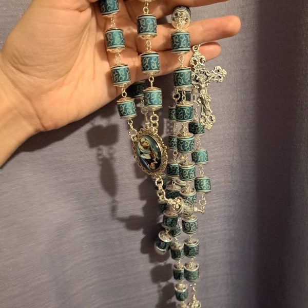 Pieta Purple Gold Handmade Rosary Purple Blue Hail Mary Glass Beads ...