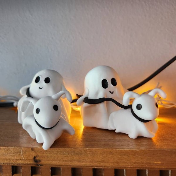 Mini Ghost With Ghost Pet, Handmade Clay Figure, Light Weight ...