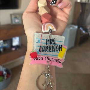 Teacher Lanyard Open Book Lanyard Librarian Lanyard Silicone Bead ...