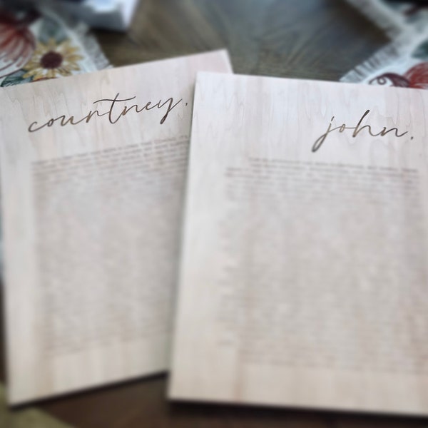 Wood Wedding Vows Set of TWO Custom Wall Hangings • Modern Vows Art ...