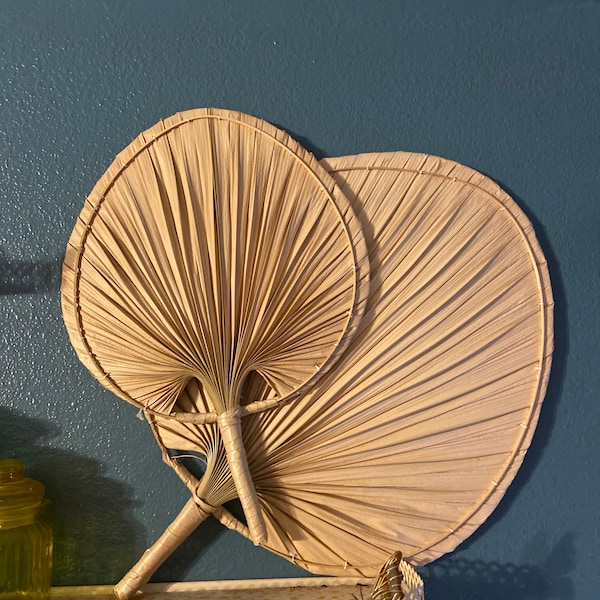 Natural Palm Leaf Fan Decor, Tropical Palm Fans, Handmade Wall Hanging ...