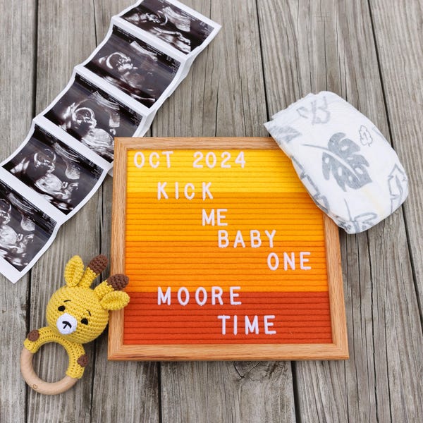 Handmade Felt Letter Board Set With Wood Oak Frame 10x10 Inch - Comes ...