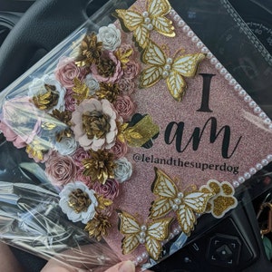 Custom Mexico Graduation Cap Topper Lo Logre Flag Floral Bling | Etsy