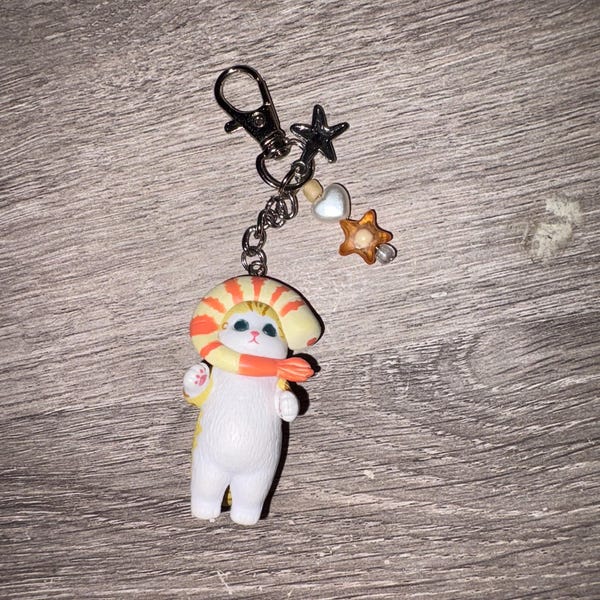 Mofusand Cat Keychain: Kawaii Shrimp Series Beaded Bag Charm - Etsy