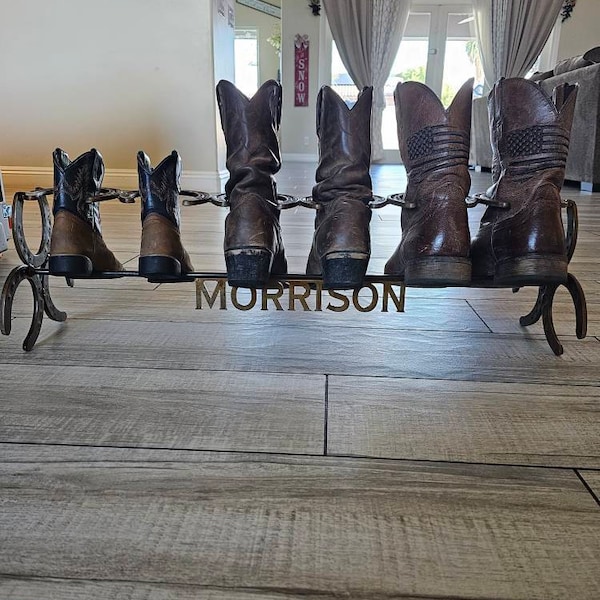 Rustic Custom Horseshoe Boot Rack - 1, 2, 3, or 4 Pairs - Handmade ...