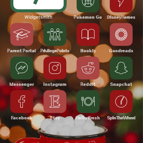 Christmas App Icons, App Icons Xmas, Winter Green Red Aesthetic App ...
