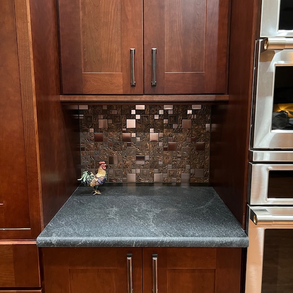 Antique Bronze Mosaic Tile Copper Floral Wall Backsplash Mixed Metal ...