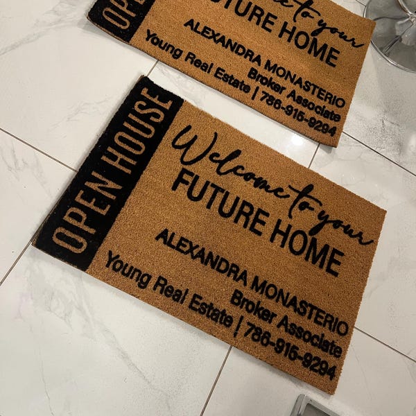 Welcome Mat Future Home Doormat Real Estate Closing Gift Open House ...