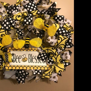 Bee Blessed Bumble Bee Honeycomb Sign for Wreaths With Two Bees - Etsy