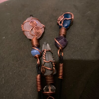 Zebra Marble Wand Necklace Copper Wire Wrap Handmade Jewelry Wand ...