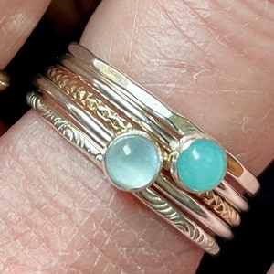 Simple Stacking Set Mixed Metals Ring Set Textured Rings - Etsy