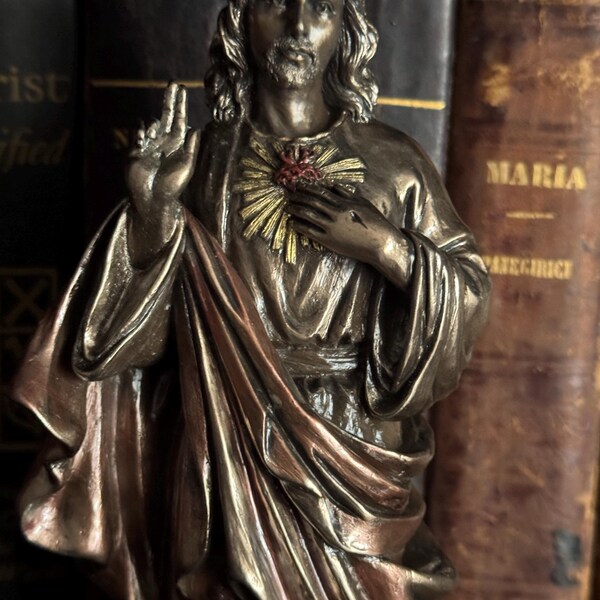 Sacred Heart of Jesus Christ Cold Cast Bronze & Resin Statue Sculpture ...