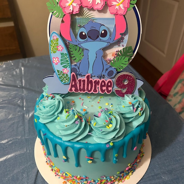 Stitch and Angel Cake Topper, Stitch and Angel Birthday, Stitch and ...