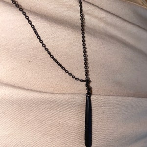 BLACK DRIP Pendant Necklace, Matte Black Mens Necklace, Long Necklace ...