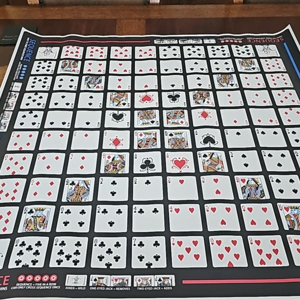 Jumbo Sequence Game, Giant Board Game Mat, Cards and Chips Included - Etsy