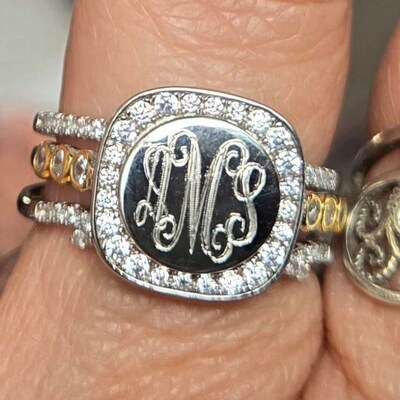 Sterling Silver Monogram Stackable Ring, Sterling Silver Stackable Rings, Sterling Silver Sara ...