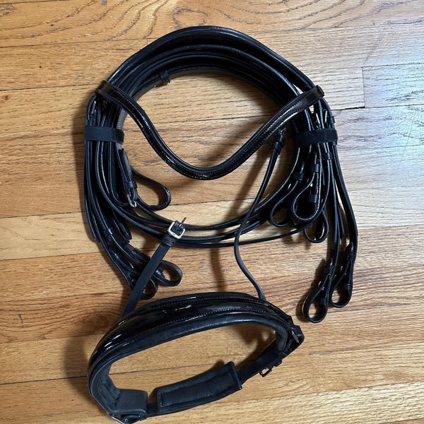 Anatomical Working Hunter Leather Bridle Cavesson Padded Cutaway ...