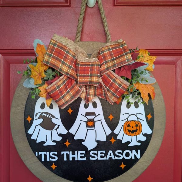 Halloween Front Door Decor | Halloween Wreath | 'tis the Season | Ghost ...