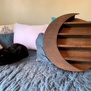 Large Wooden Moon Shelf 22 Inch Crystal Display Moon Phase Shelf ...