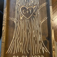 Initials in Heart Tree, Couples Name Sign, Carved Names, Engraved ...