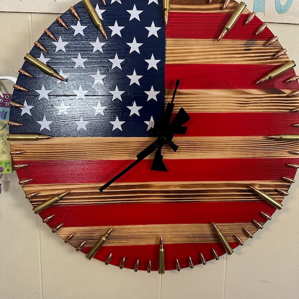 American Flag Clock,rustic USA Clock,patriotic Wall Clock,usa Flag ...