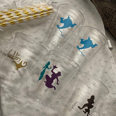 Aladdin Party Cups Birthday Cup Set Jasmine Available Personalized ...