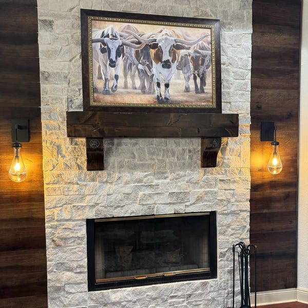 Fireplace Mantel Handmade "snake River" Model, With Dark Walnut Stain ...