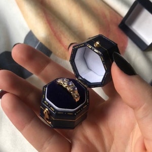 Blue Velvet Ring Box for Weddings Royal Blue Engagement Ring | Etsy