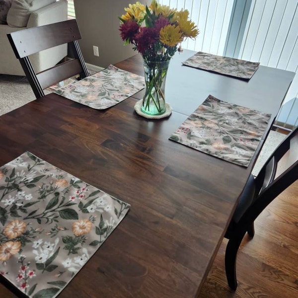 Set of 4 Vintage Floral Placemats,botanical Flower Table Mats,yellow ...