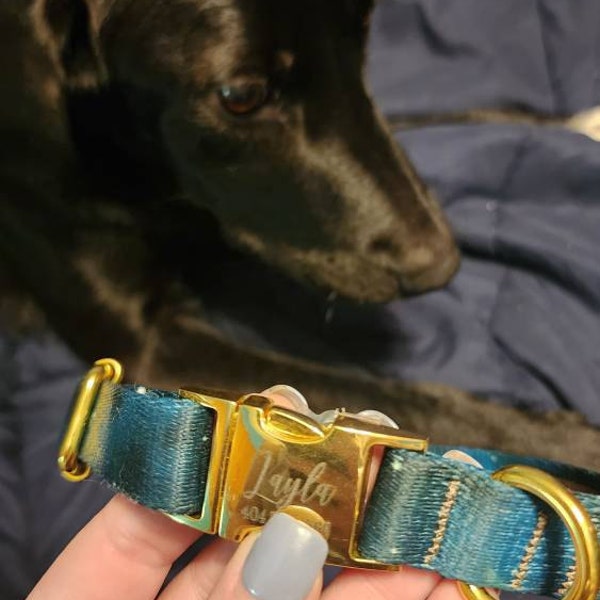 Plaid Dog Collars Personalized Dog Collars, Custom Dog Collar With Name, Engraved Metal Buckle ...