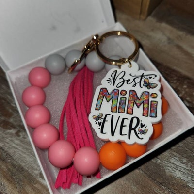 Best Mimi Ever Keychain Mimi Wristlet Gift for Mimi Cute Mimi Keychain ...