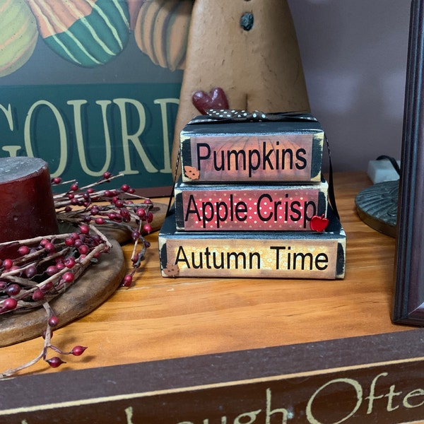 Pumpkins, Apple Crisp, Autumn Time Stacker Fall Sign, Fall Decor, 4.5 ...