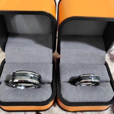 Necro Ring Vivianite Crystal Inlay Ring, Tungsten Titanium Ceramic, Men ...