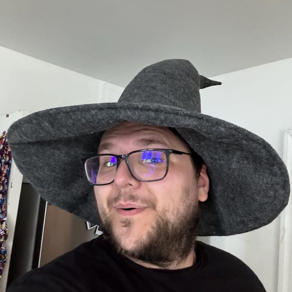 Grey Wizard or Witch Hat, Cosplay, Crooked Mage Hat - Etsy