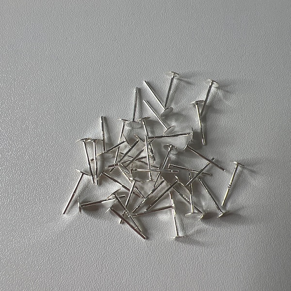 10 Pairs Sterling Silver Earring Posts W/ Flat Back 1.5mm 2mm 3mm 4mm ...
