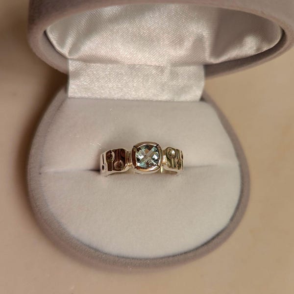 Ammolite and Rutilated Quartz Doublet Ring Sterling Silver Size 6.5 ...