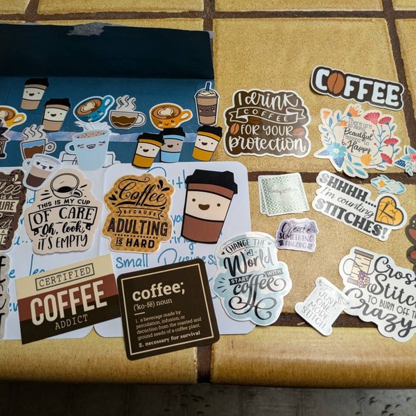 Coffee Sticker,coffee Addict Sticker Pack,coffee Decal,artsy Arthurs ...