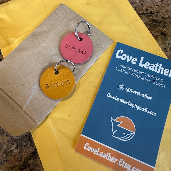Dog Tag, Leather Tag, Silent ID Tag, Personalized Dog Tag, Small Dog ...