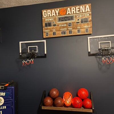 Basketball Scoreboard Various Sizes Hanging Wood Artwork Sports-themed ...