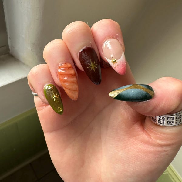 Y2k Twinkle Star Nails / Hand Painted Nail /custom Press on Nails/ Hand ...