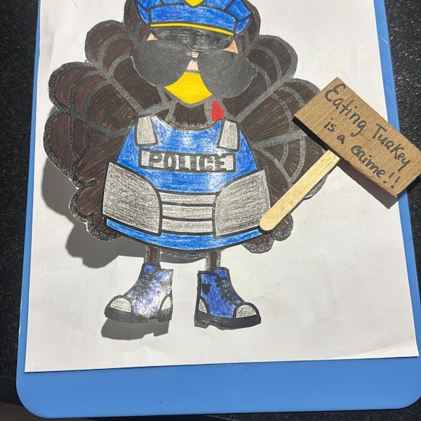 Turkey Disguise Police Costume Printable – Thanksgiving Craft (digital ...
