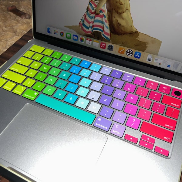 Vibrant Rainbow Mosaic Keys Sticker for MacBook Keyboard | Colorful ...