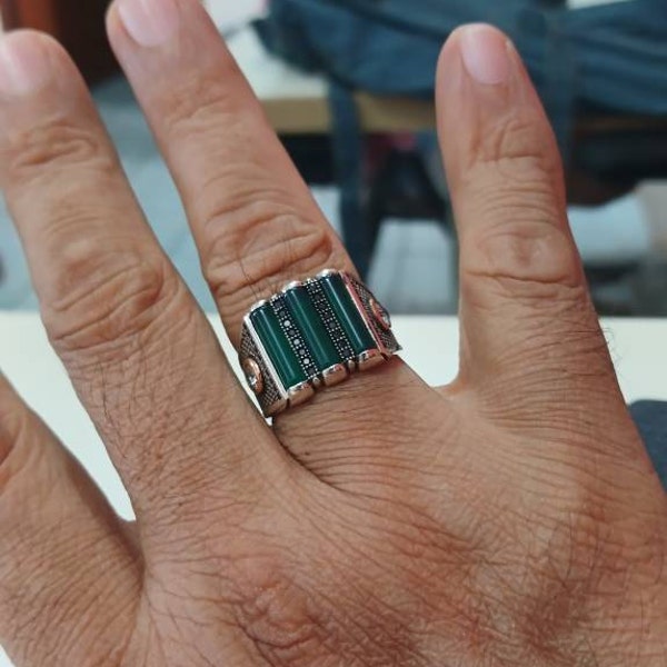 Minimalist Triangle Engraved Red Zircon Silver Rings for Men, Red Stone ...