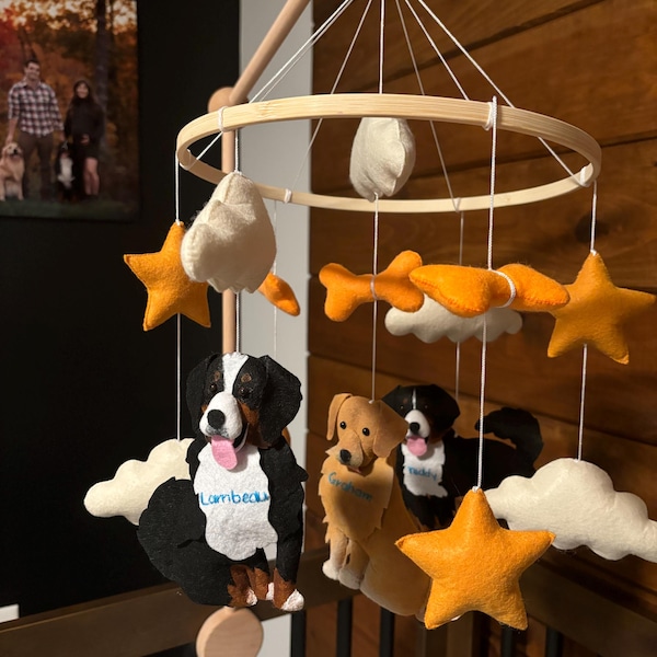 Custom Dog Baby Mobile, Personalized Baby Nursery, Puppy Baby Mobile ...