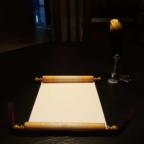 Blank Parchment Scroll With Stained Wood Finials, 11x19" Paper - Etsy